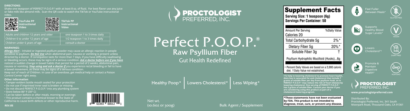 Perfect Poop ® Psyllium Husk | RAW | VEGAN | GF – Proctologist ...