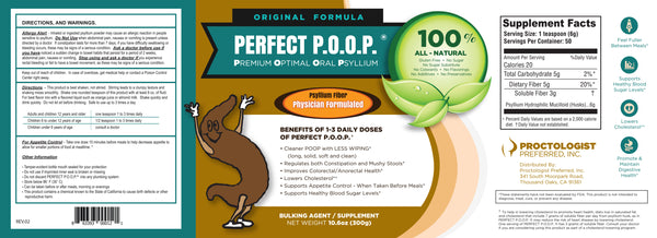 Perfect Poop ® Psyllium Husk RAW, VEGAN, GLUTEN FREE Powder - Natural ...